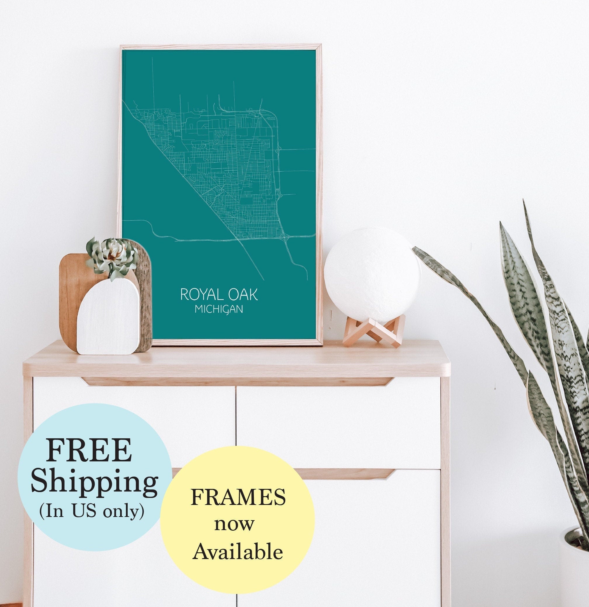 ROYAL OAK Map Print Poster, Michigan Map, Royal Oak Print, Royal Oak ...