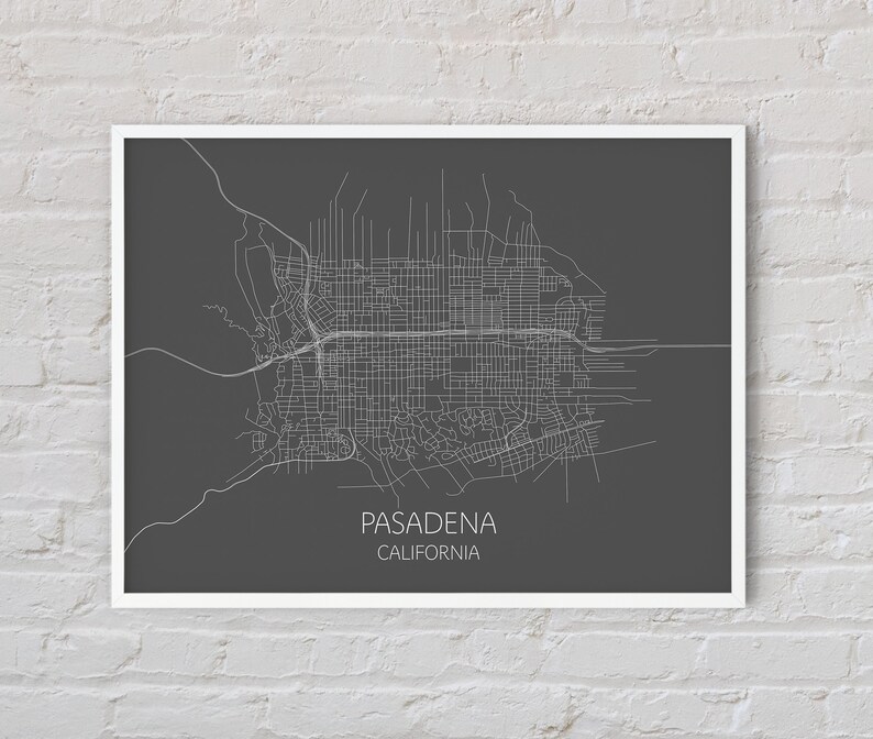 Pasadena Map Print Poster, Los Angeles Map, Pasadena Print Art ...