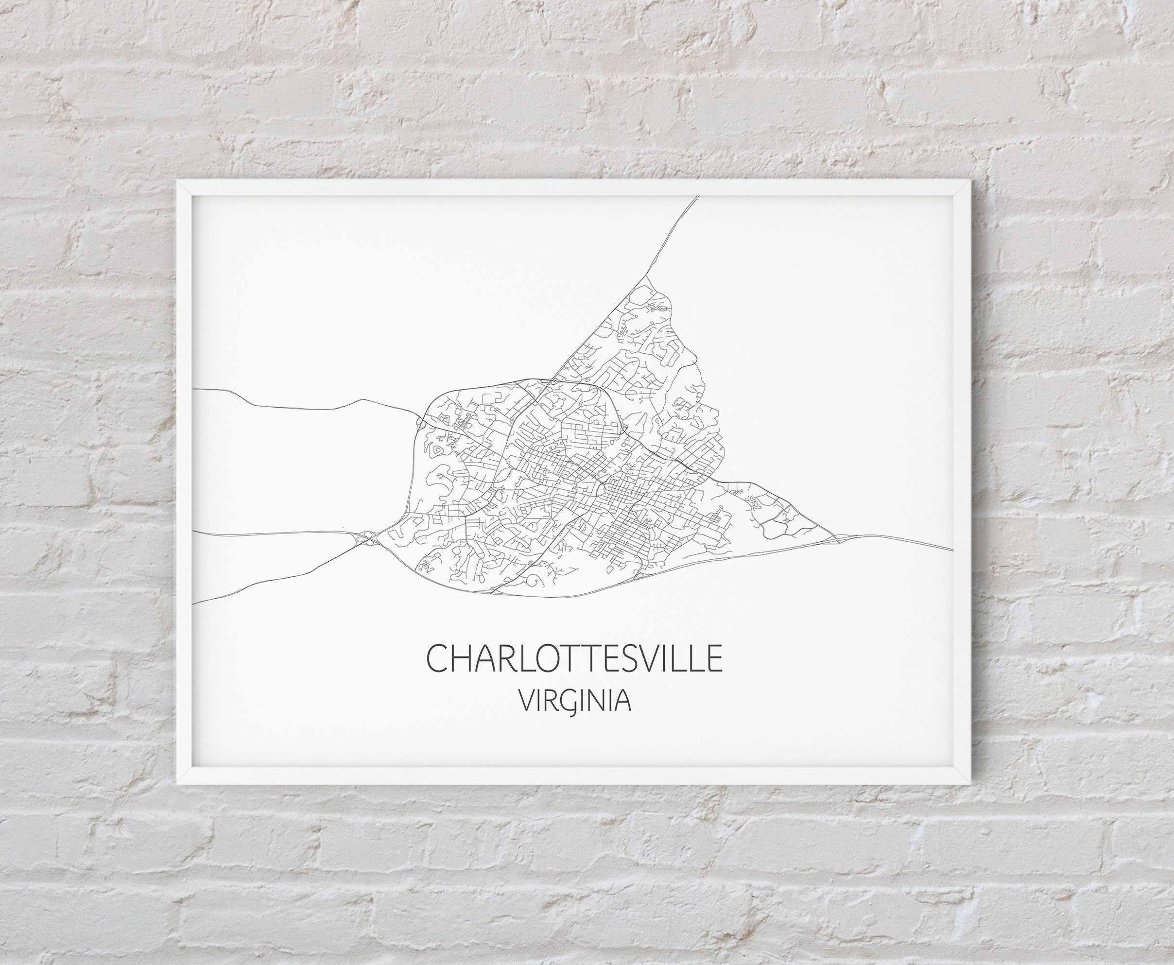 Charlottesville Map Print Poster, University of Virginia Graduation ...