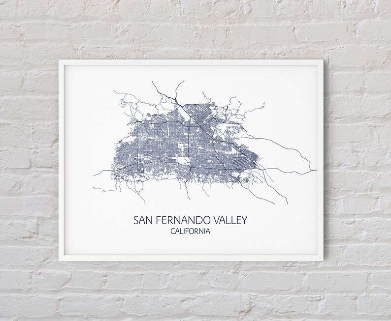 San Fernando Valley Map Print Poster Los Angeles Map San | Etsy