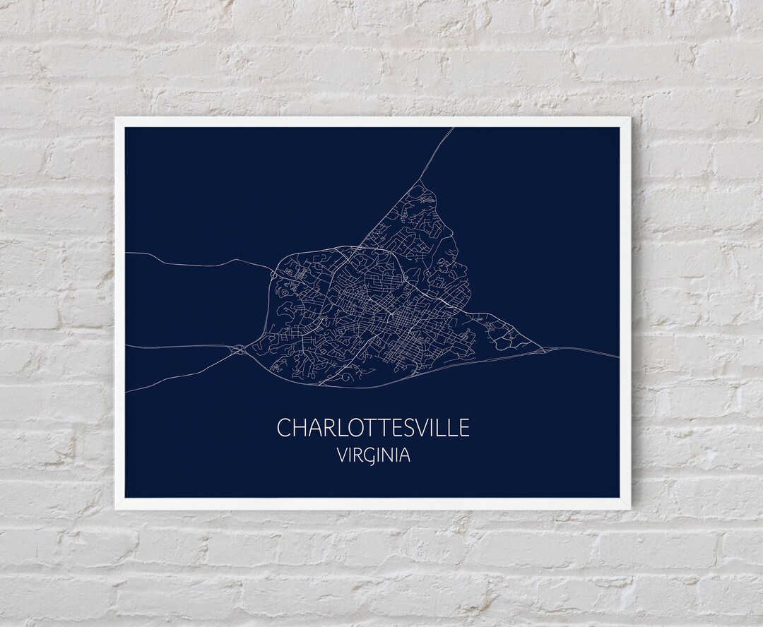 Charlottesville Map Print Poster, University of Virginia Graduation ...