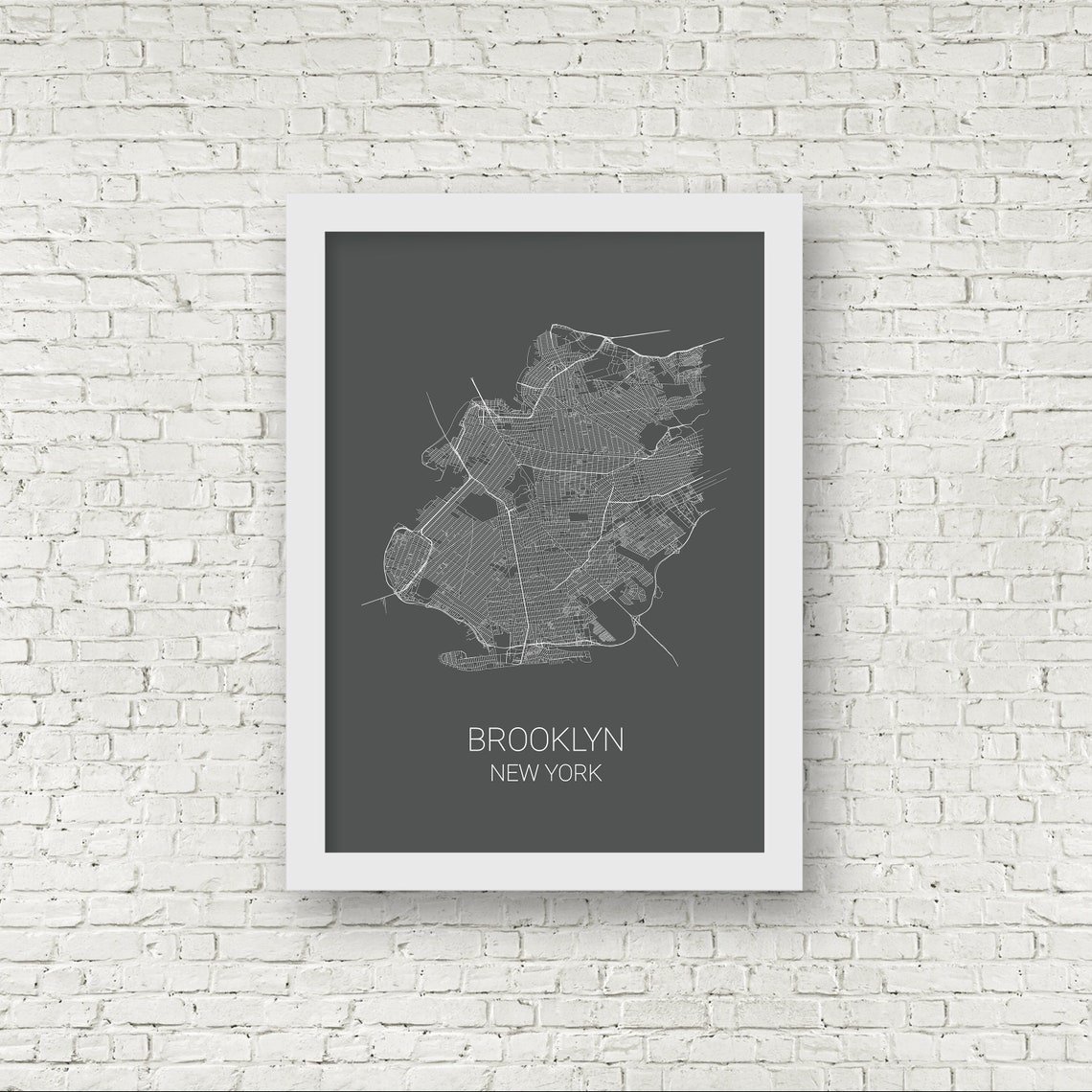 Brooklyn Map Print Poster Brooklyn Print New York Map | Etsy