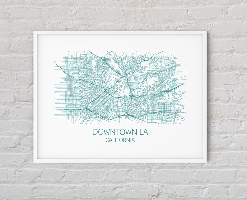 Downtown LA Map Print Poster, Los Angeles Map, LA Map, California Map ...