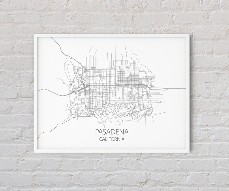 Pasadena Map Print Poster, Los Angeles Map, Pasadena Print Art ...