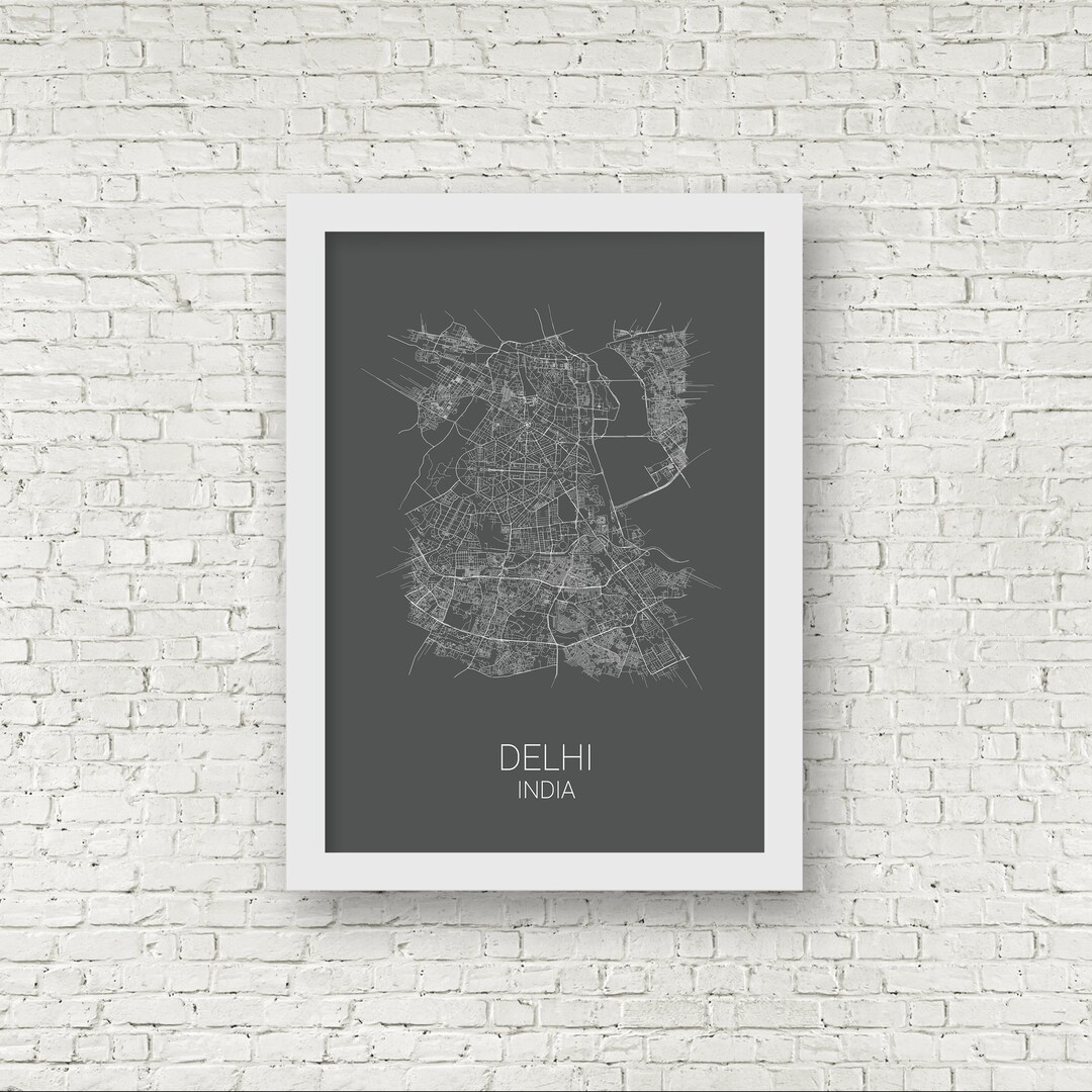 DELHI Map Print Poster, Delhi Poster, Delhi Print Map, India Map, Delhi ...
