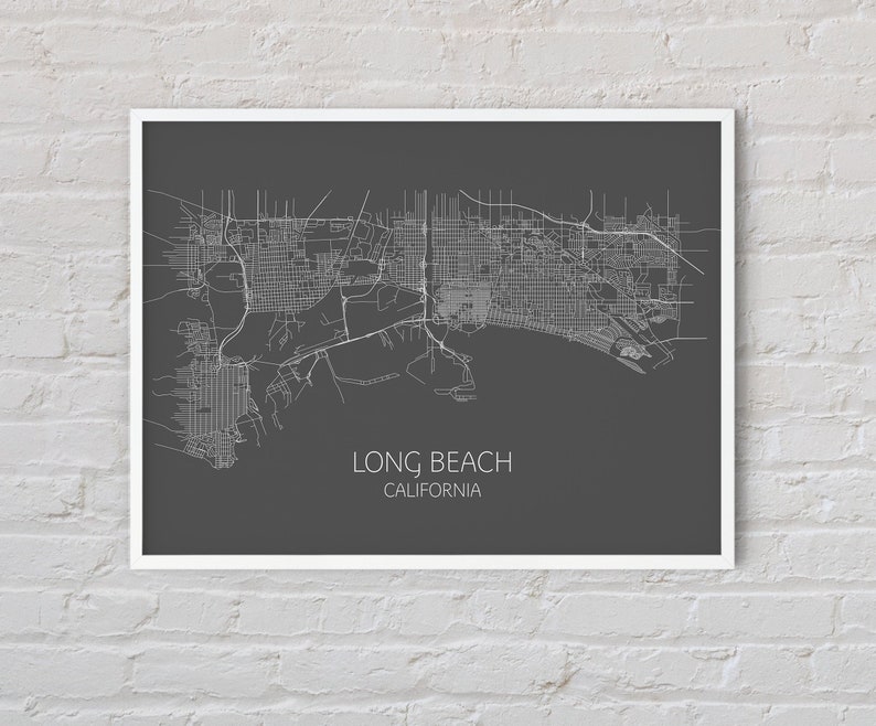 Long Beach Map Print Poster, Los Angeles Map, LA Map, California Map ...