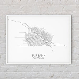 Burbank Map Print Poster, Los Angeles Map, Burbank Print Art ...