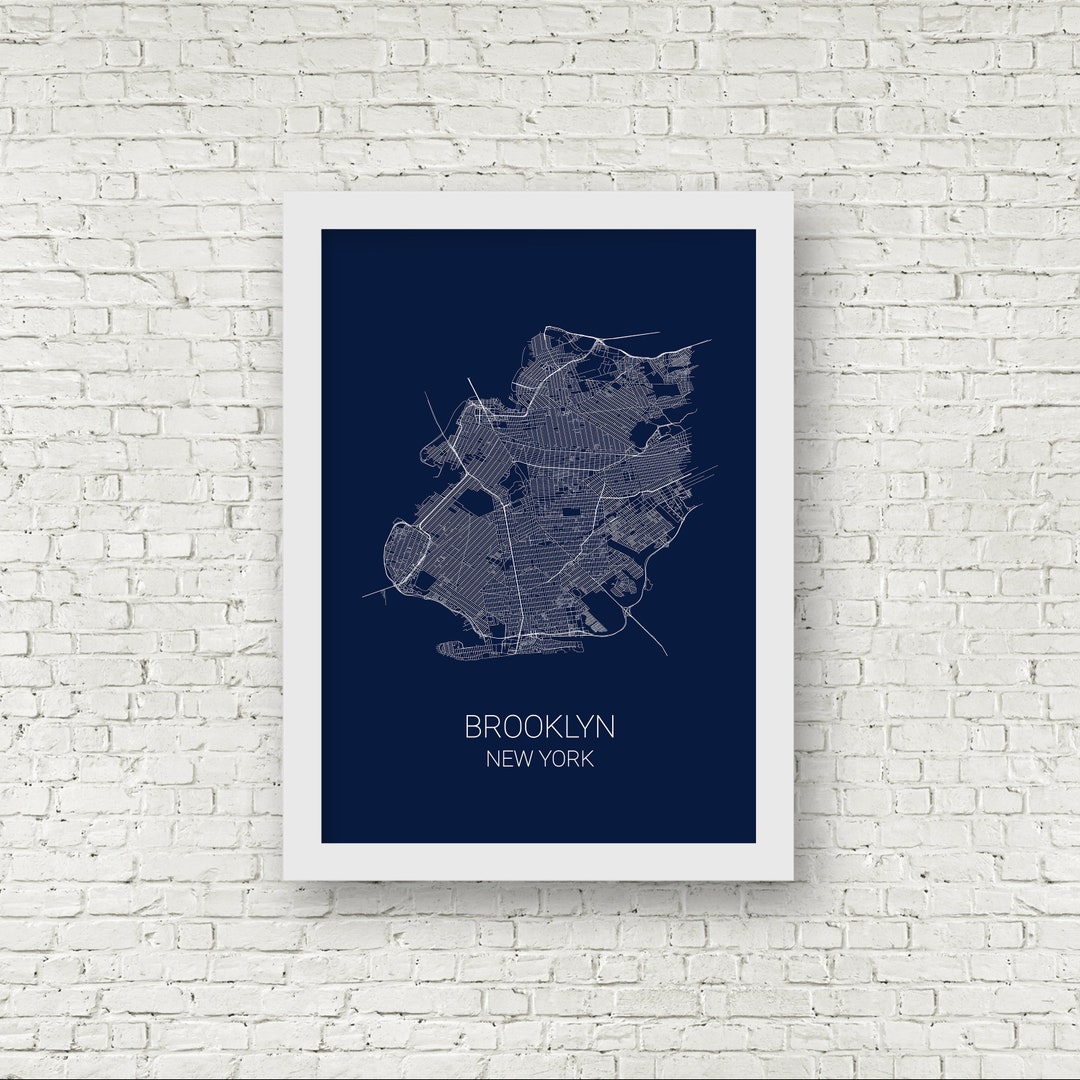 Brooklyn Map Print Poster, Brooklyn Print, New York Map, Brooklyn Gift ...