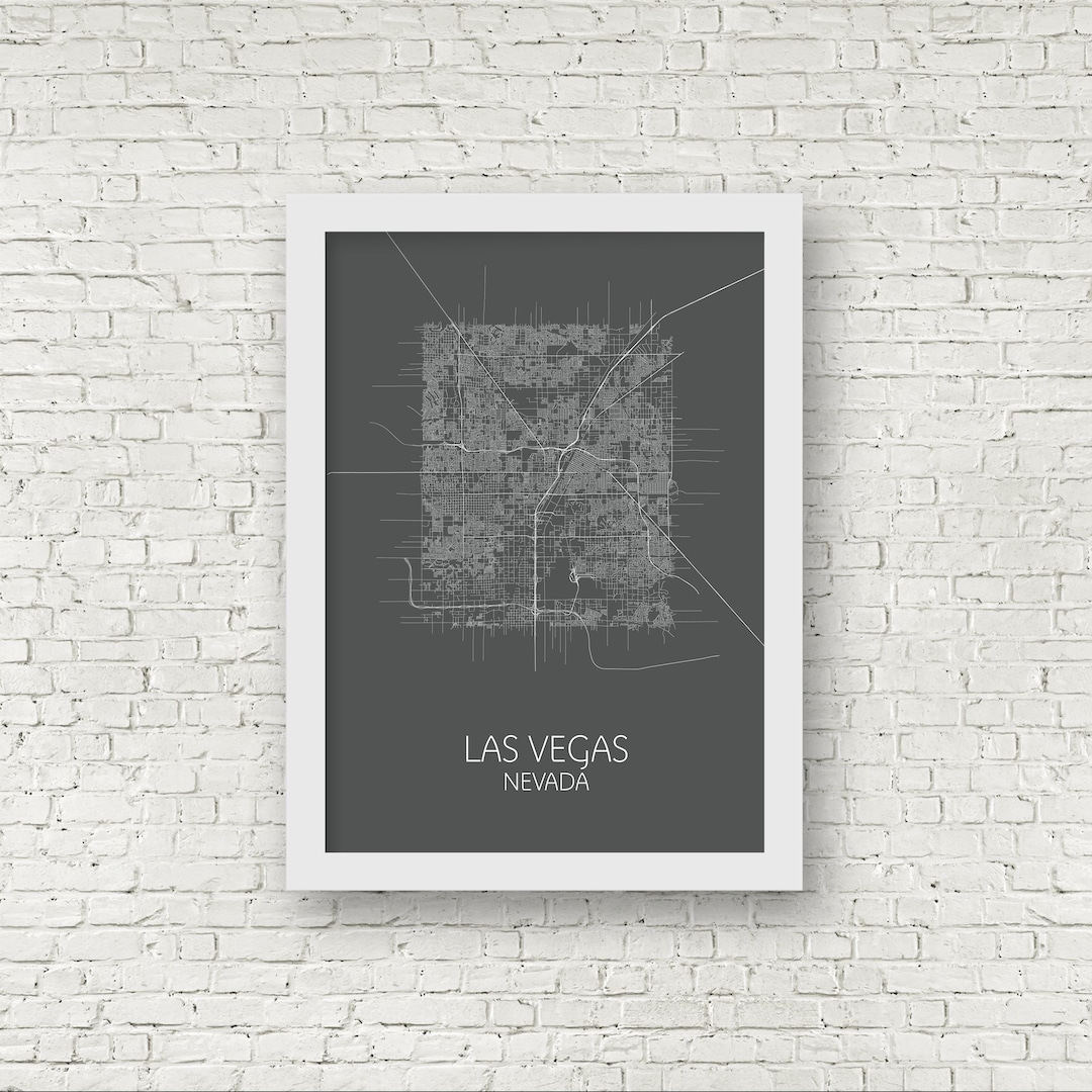 Las Vegas Map Print Poster, UNLV Map, UNLV Graduation Gift, Las Vegas ...