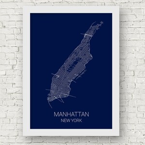 Manhattan Print Poster, Manhattan Print, New York Map, Manhattan Gift ...
