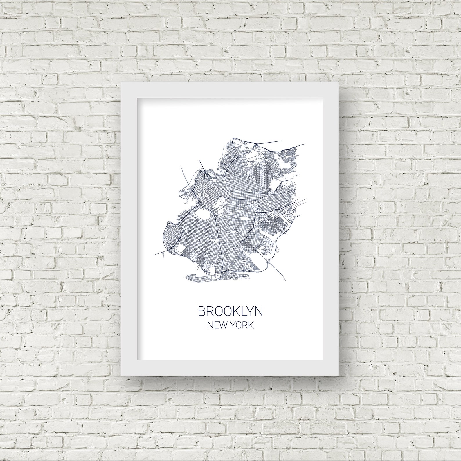 Brooklyn Map Print Poster Brooklyn Print New York Map | Etsy