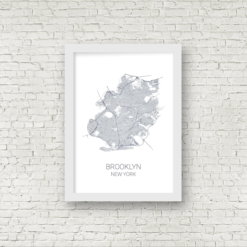 Brooklyn Map Print Poster, Brooklyn Print, New York Map, Brooklyn Gift ...