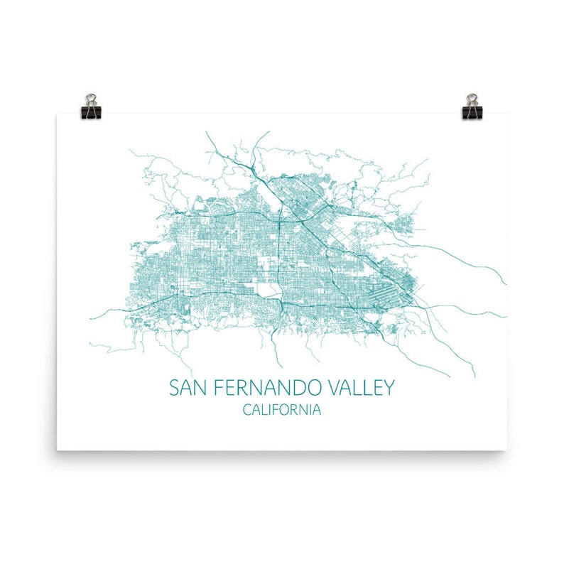 San Fernando Valley Map Print Poster, Los Angeles Map, LA Map ...