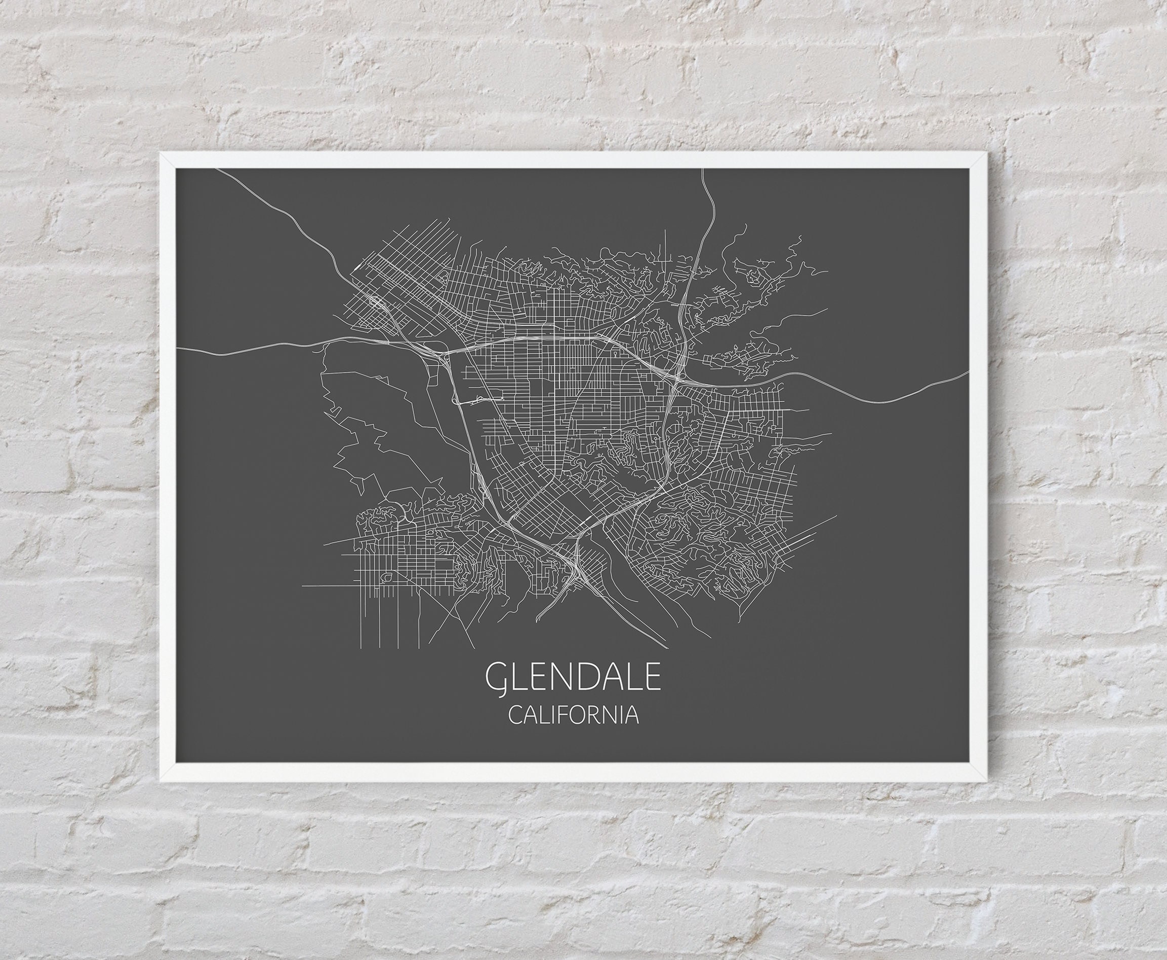 Glendale Map Print Poster, Los Angeles Map, LA Map, California Map ...