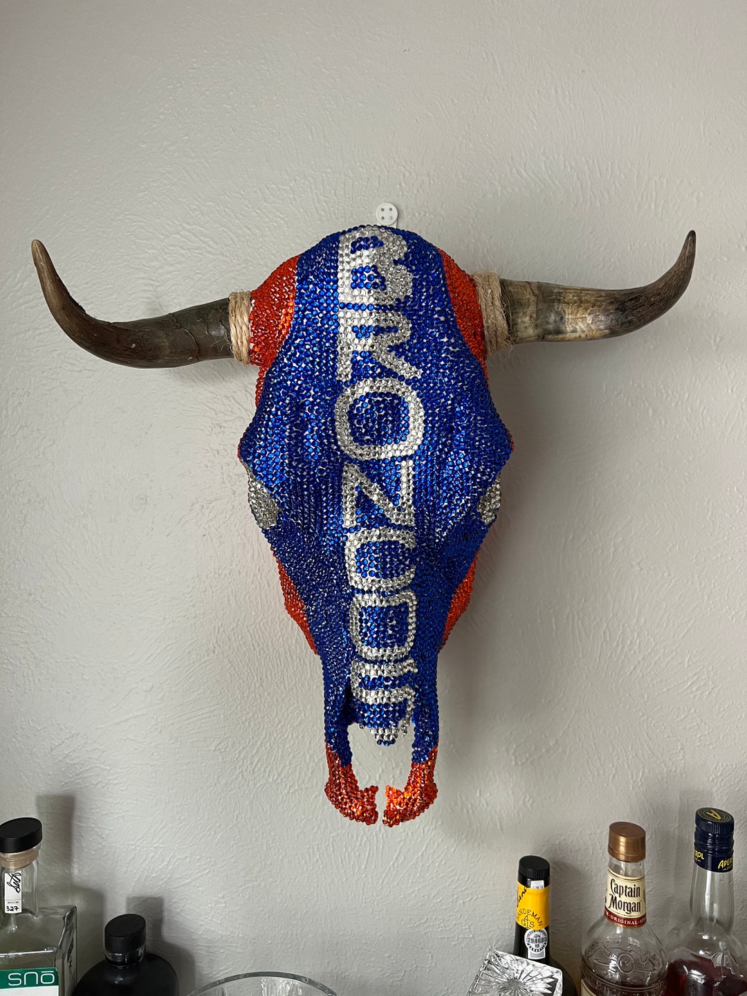 Denver Broncos Bedazzled Cow Skull - Etsy
