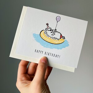 Happy Birthday Floaty Greeting Card / Hedgehog / Hedgehog Card ...