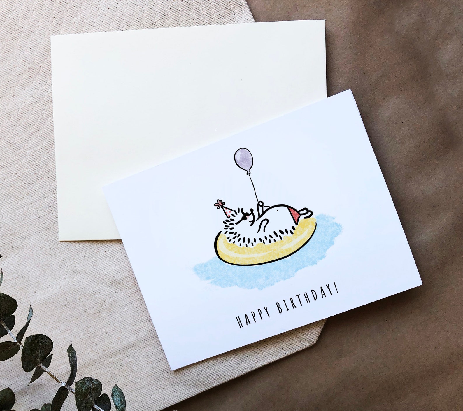 Happy Birthday Floaty Greeting Card / Hedgehog / Hedgehog Card ...