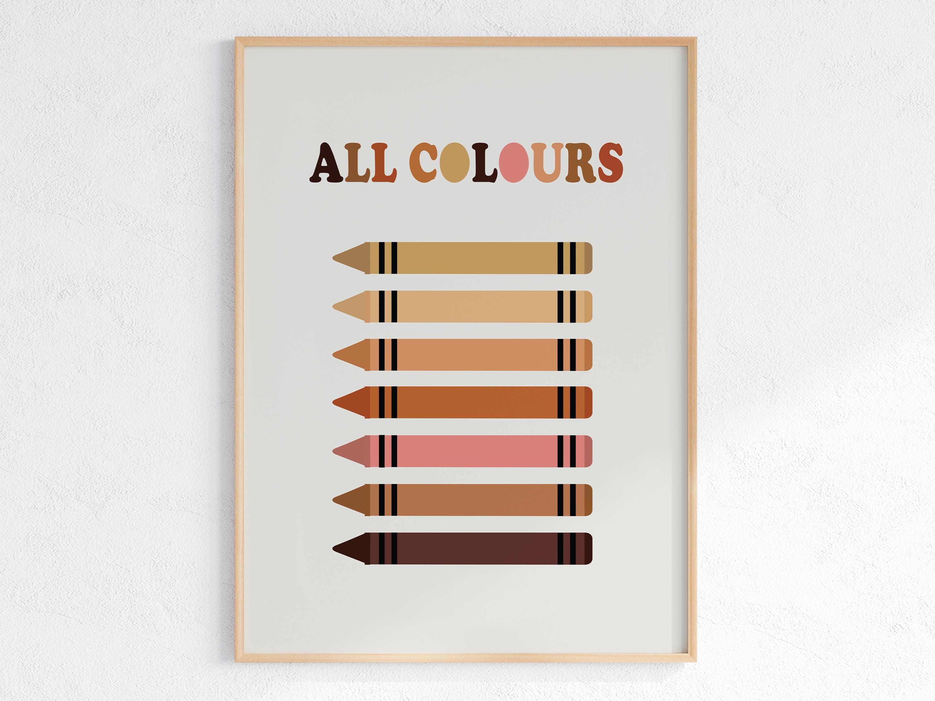 All Colours Crayon Poster, Diversity Wall Art, Minimalist Kids Room ...