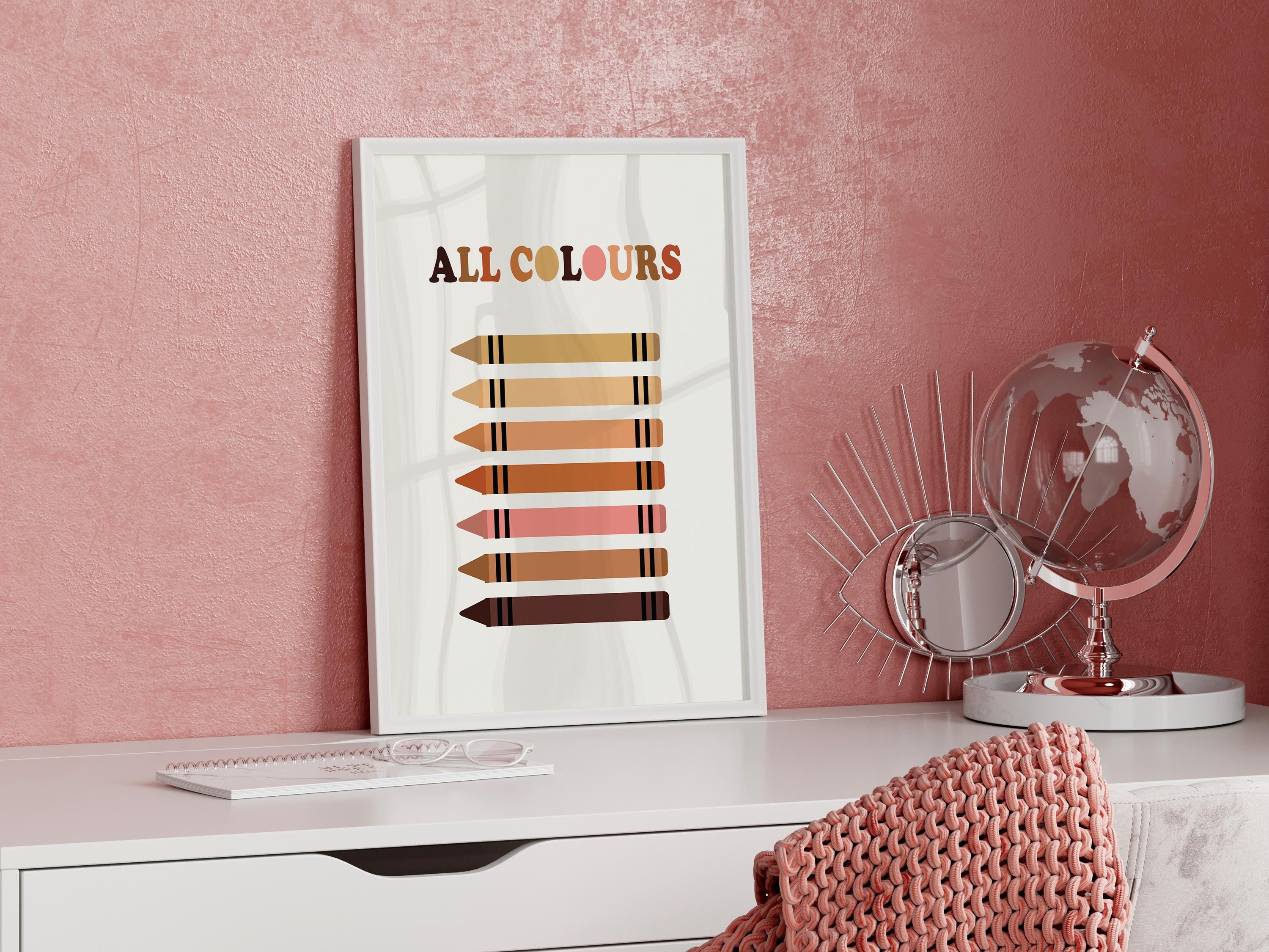 All Colours Crayon Poster, Diversity Wall Art, Minimalist Kids Room ...