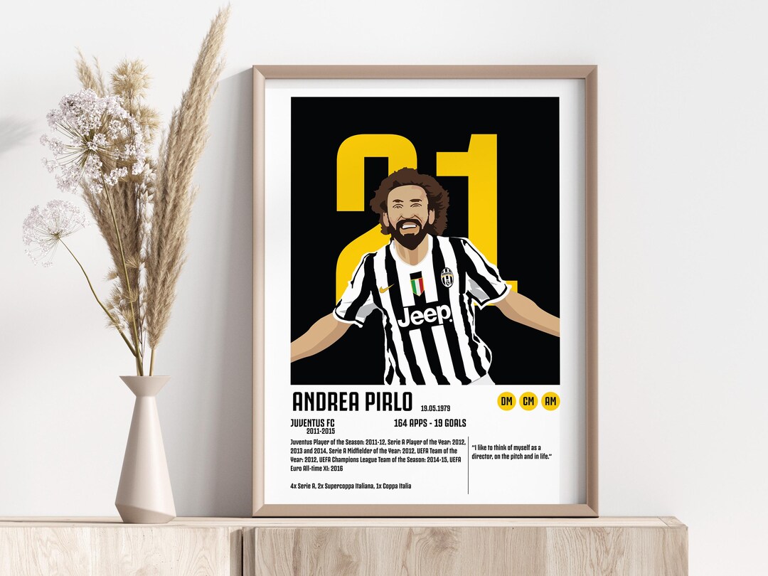 Andrea Pirlo Juventus Poster, Italian Football Wall Art, Juventus FC ...
