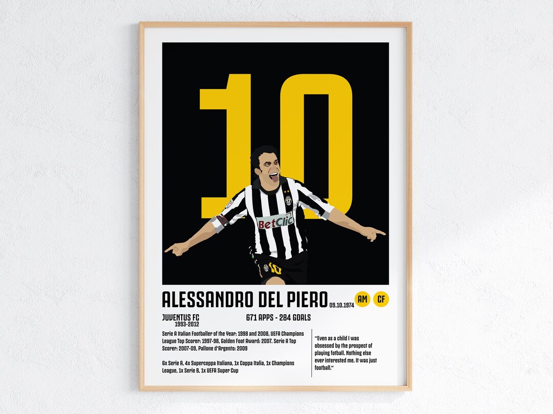 Alessandro Del Piero Juventus Poster, Italian Football Wall Art ...