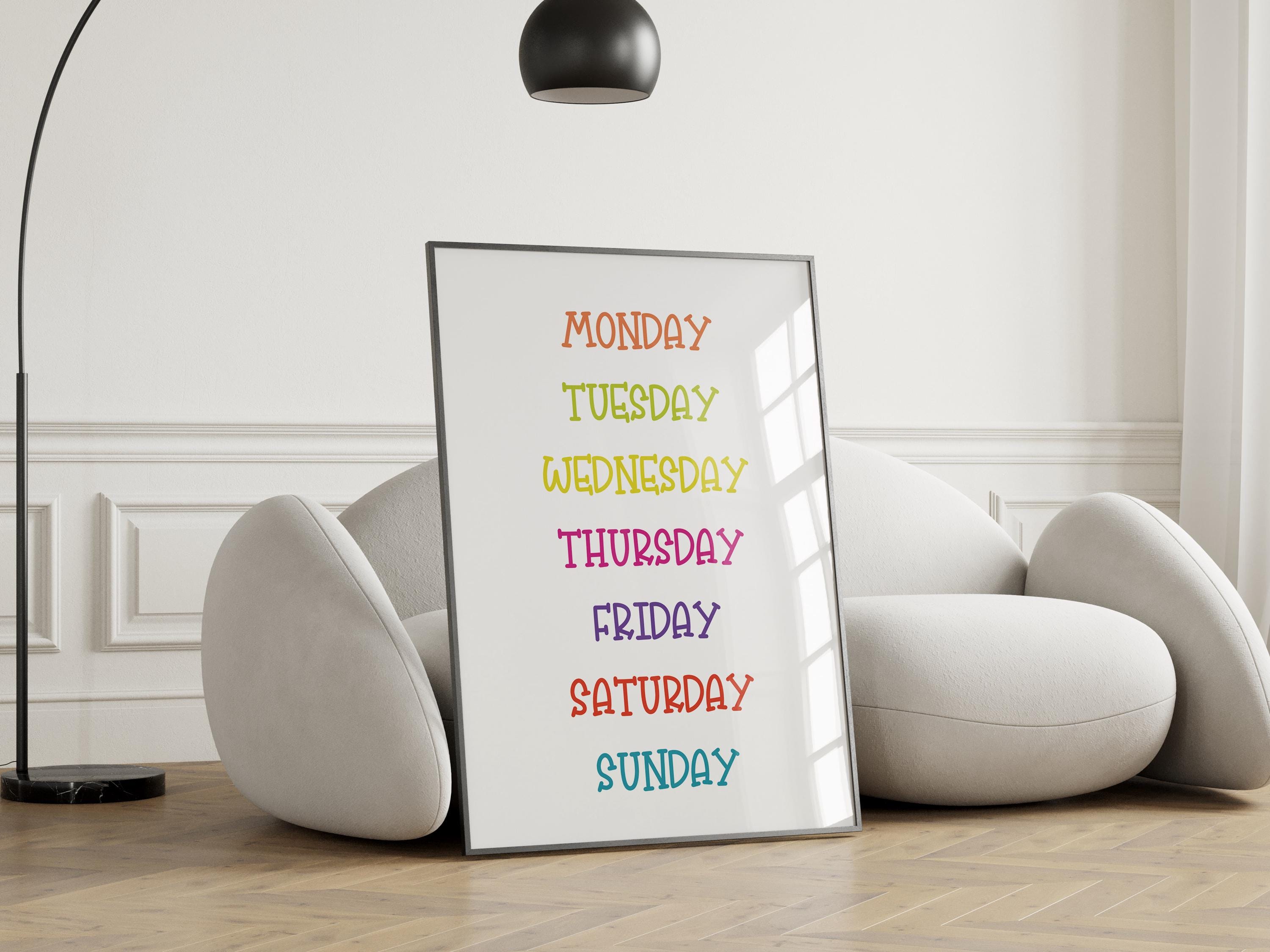 Days of the Week Poster – Colorful Minimalist Wall Art, Fun Home Decor ...