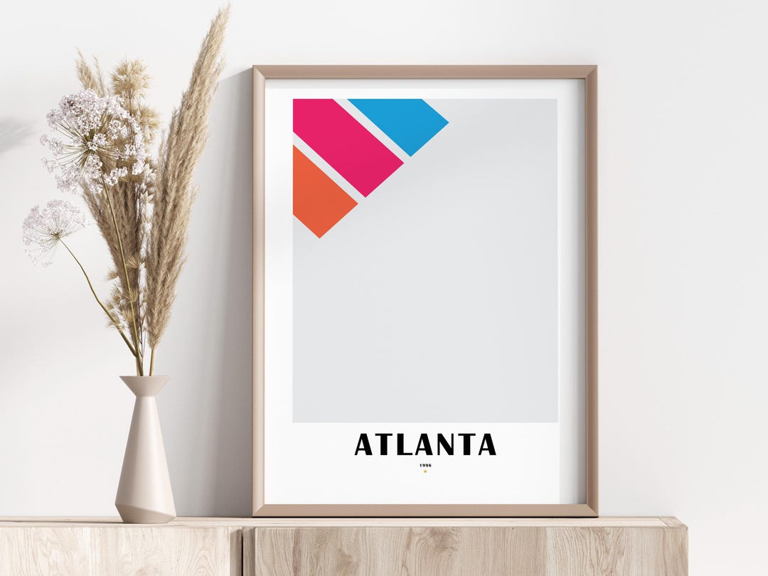 Atlanta 1996 Olympics Poster, Modern Geometric Wall Art, Olympic Games ...
