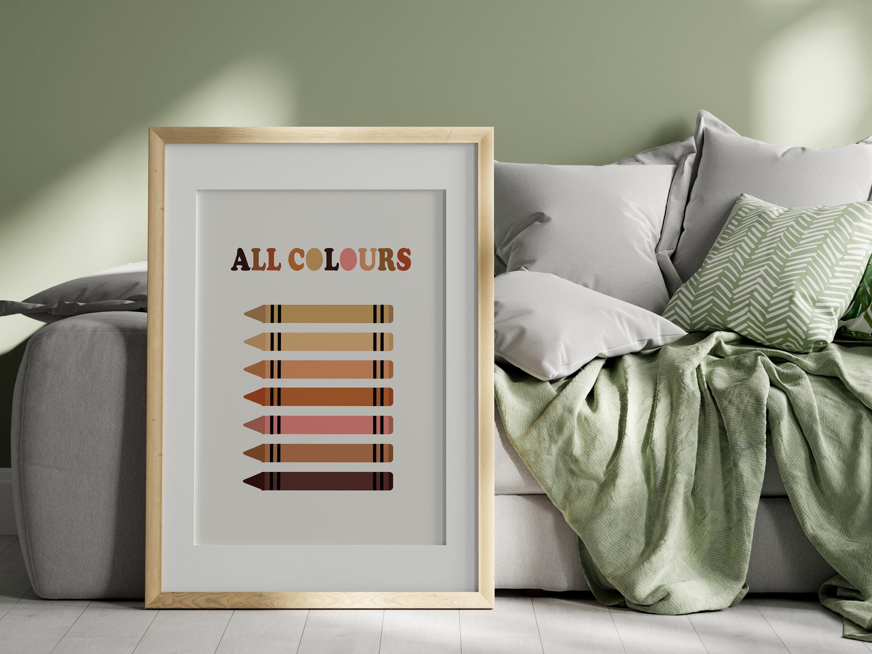 All Colours Crayon Poster, Diversity Wall Art, Minimalist Kids Room ...