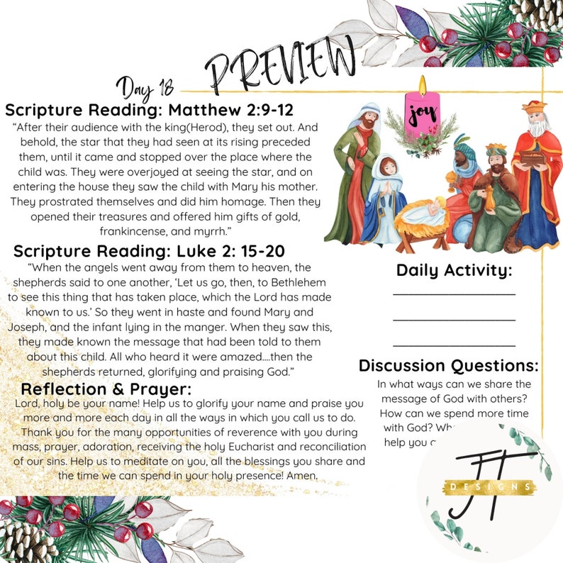 Daily Advent Cards for Kids, Digital Christmas Bible Scriptures and ...
