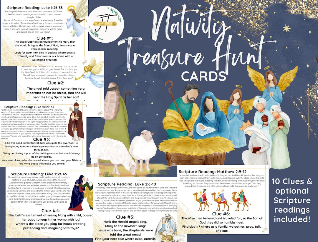 Nativity Scavenger Hunt, Christmas Scavenger Hunt, Christmas Treasure ...