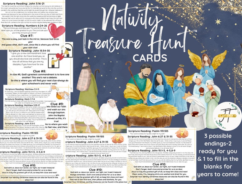 Nativity Scavenger Hunt, Christmas Scavenger Hunt, Christmas Treasure ...