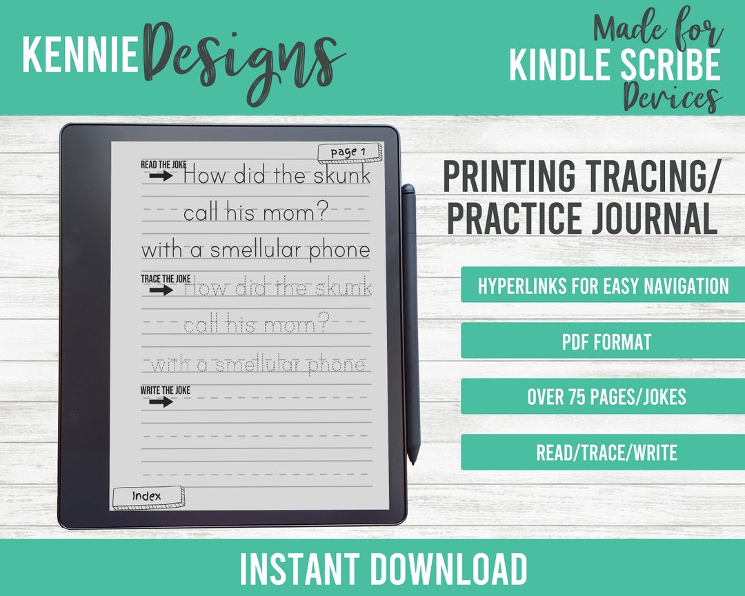 Handwriting Printing Practice Journal for Kindle Scribe Easy Navigation ...