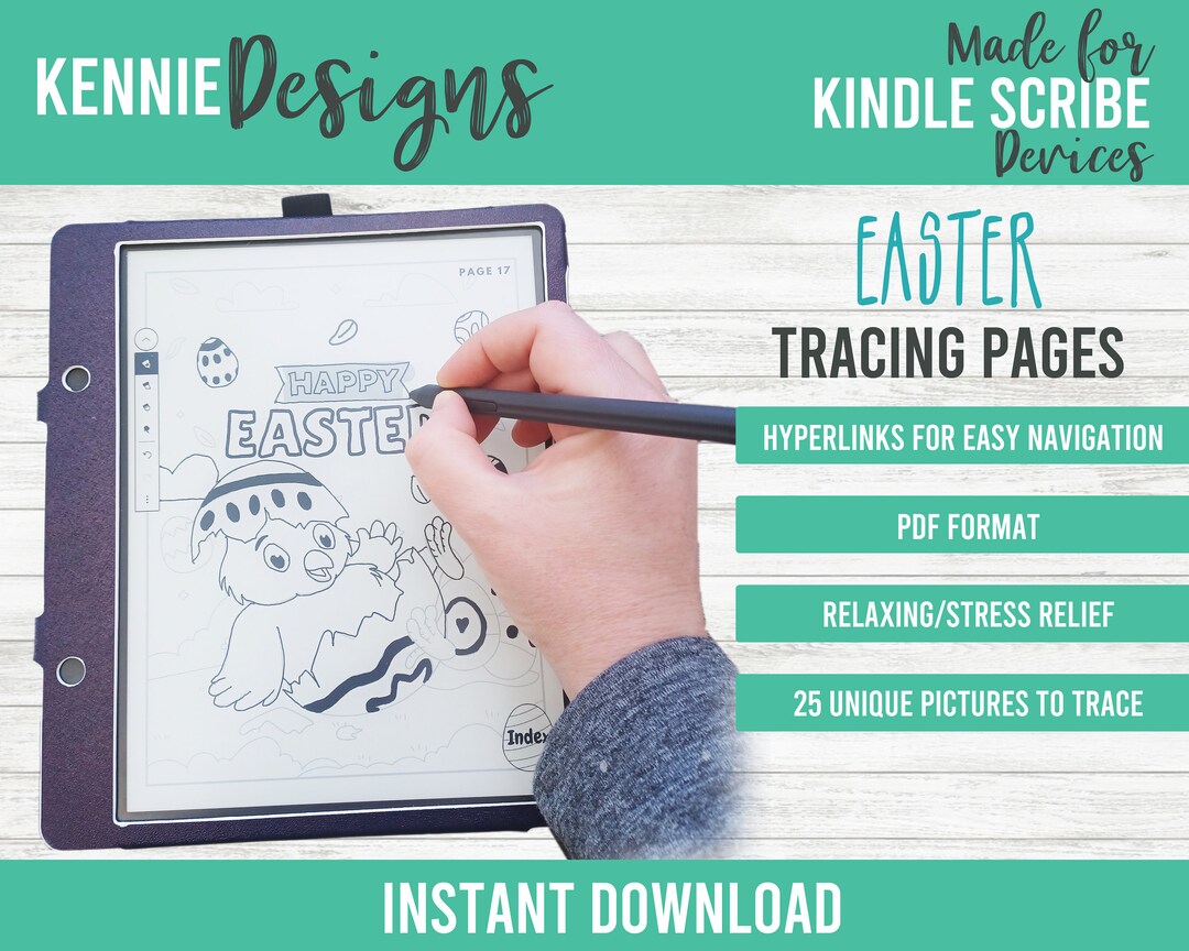 Tracing Doodle Pages for Kindle Scribe Easter Theme, Easy Navigation ...