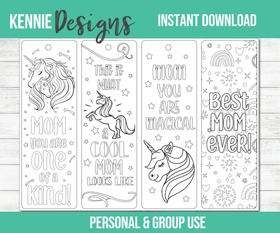 Unicorn Coloring Bookmarks Bookmarks Coloring Page Instant, 60% OFF