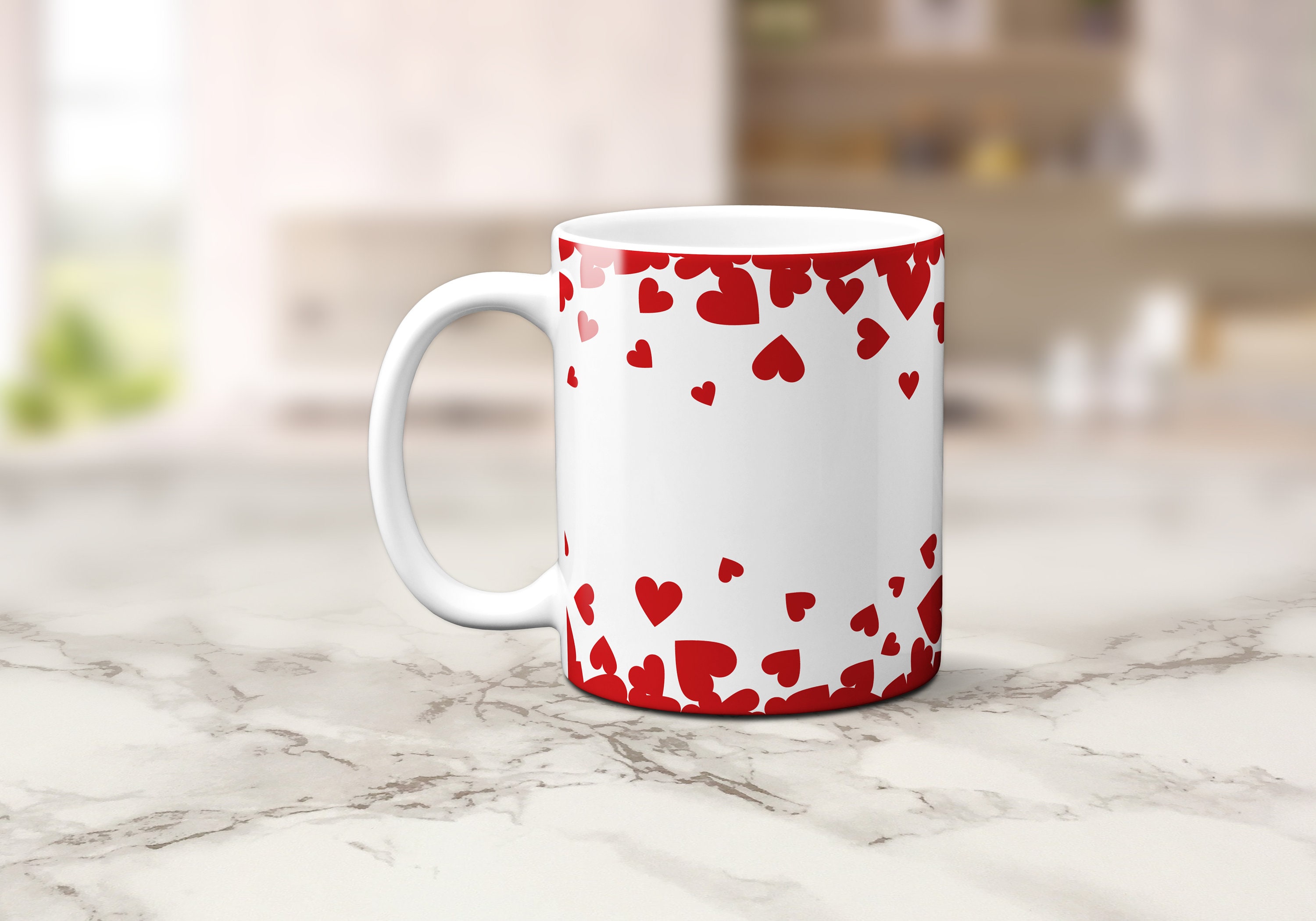 Valentine Falling Hearts Border Mug Template SVG for Infusible Ink ...