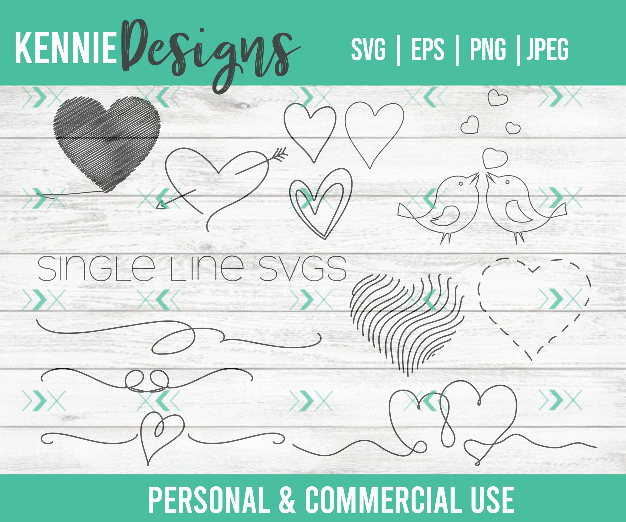 Hearts Doodles Drawing Single Line SVG Design for Foil Quill - Etsy Canada