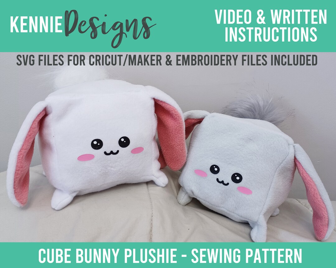 Bunny Rabbit Cube Plush Sewing Pattern, Kawaii Stuffie, Written and ...