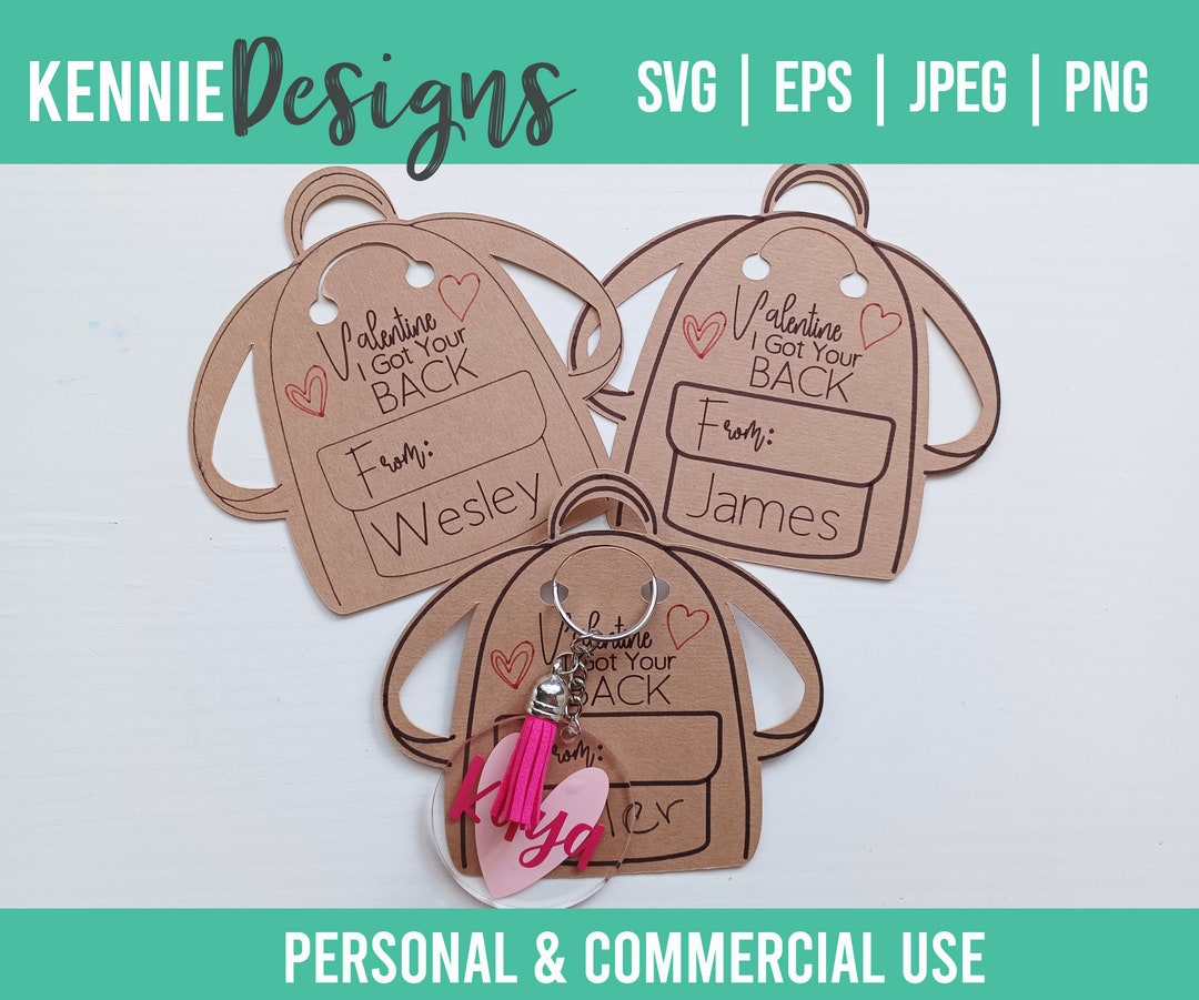 Backpack Valentine SVG for Keyrings Keychains and Backpack Tags Cut and ...