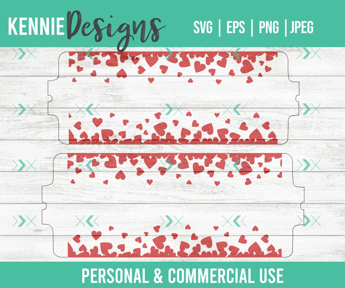 Valentine Falling Hearts Border Mug Template SVG for Infusible Ink ...