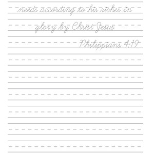 Bible Verses Cursive Handwriting Practice Workbook Printable: Practice ...