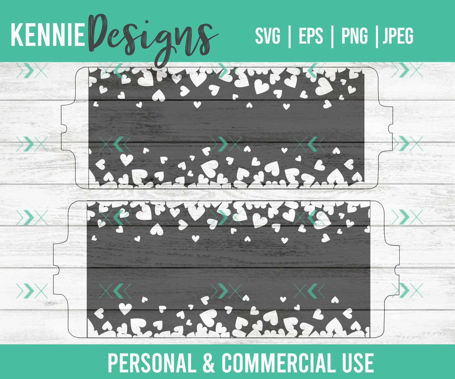 Valentine Falling Hearts Border Mug Template SVG for Infusible Ink ...