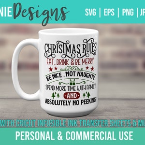 Christmas Rules Mug Template SVG for Infusible Ink Sheets and Marker ...