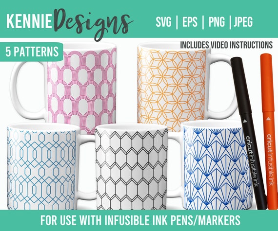 Art Deco Modern Pattern SVG Infusible Ink Pen and Marker Mug | Etsy