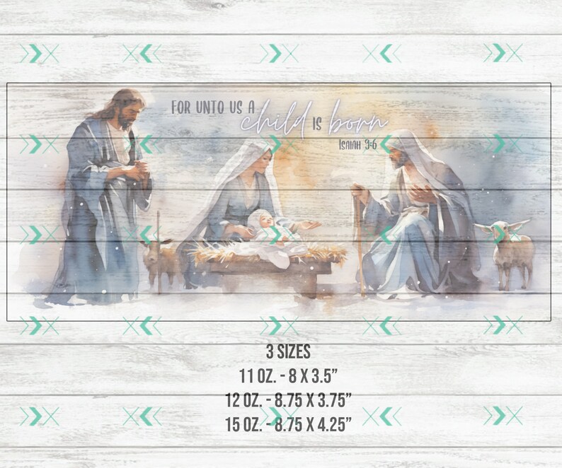 Nativity Scene Mug Wrap, Religious Coffee Mug Sublimation Templates ...
