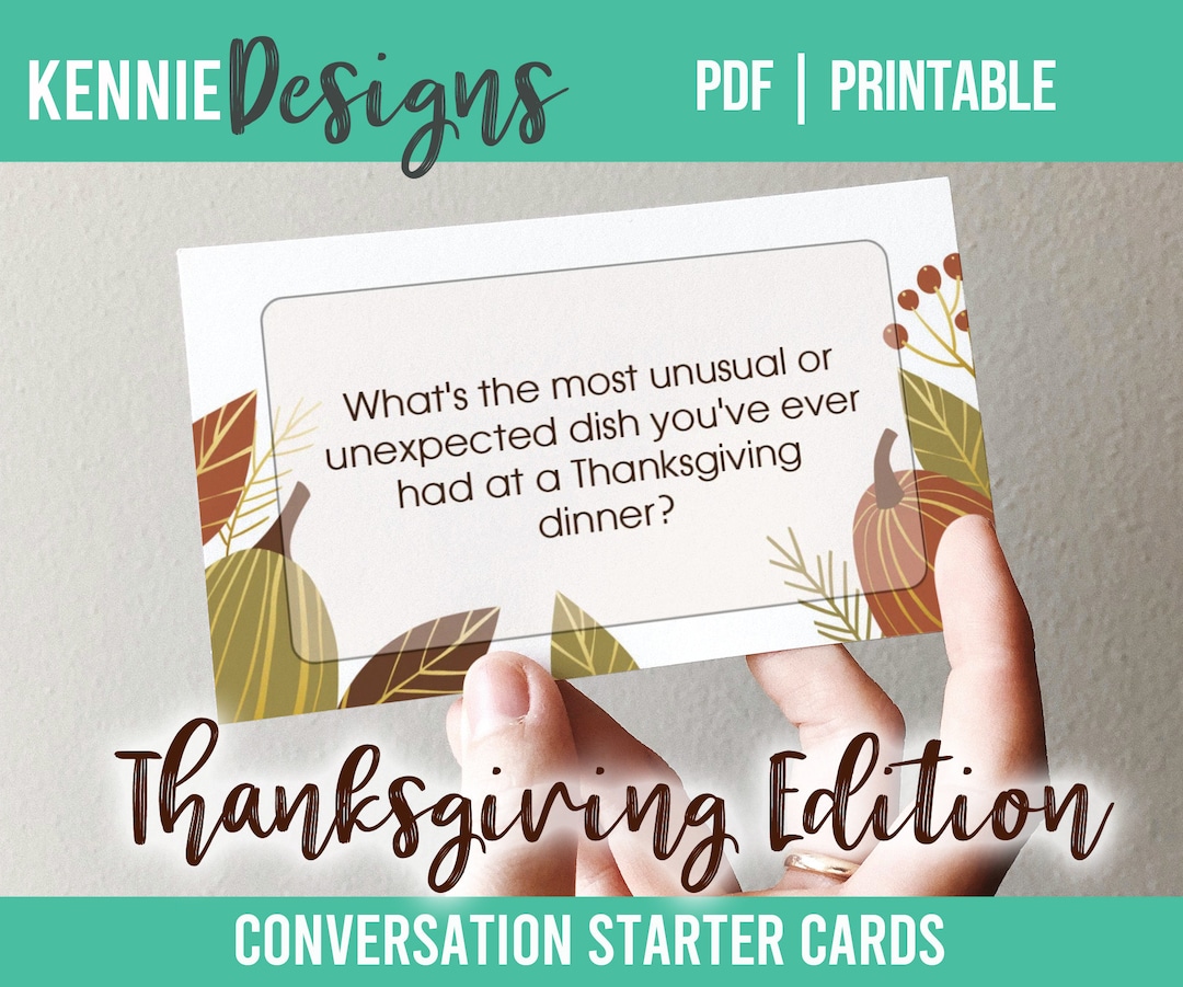 Printable Thanksgiving Conversation Starters Cards | Family Gathering ...