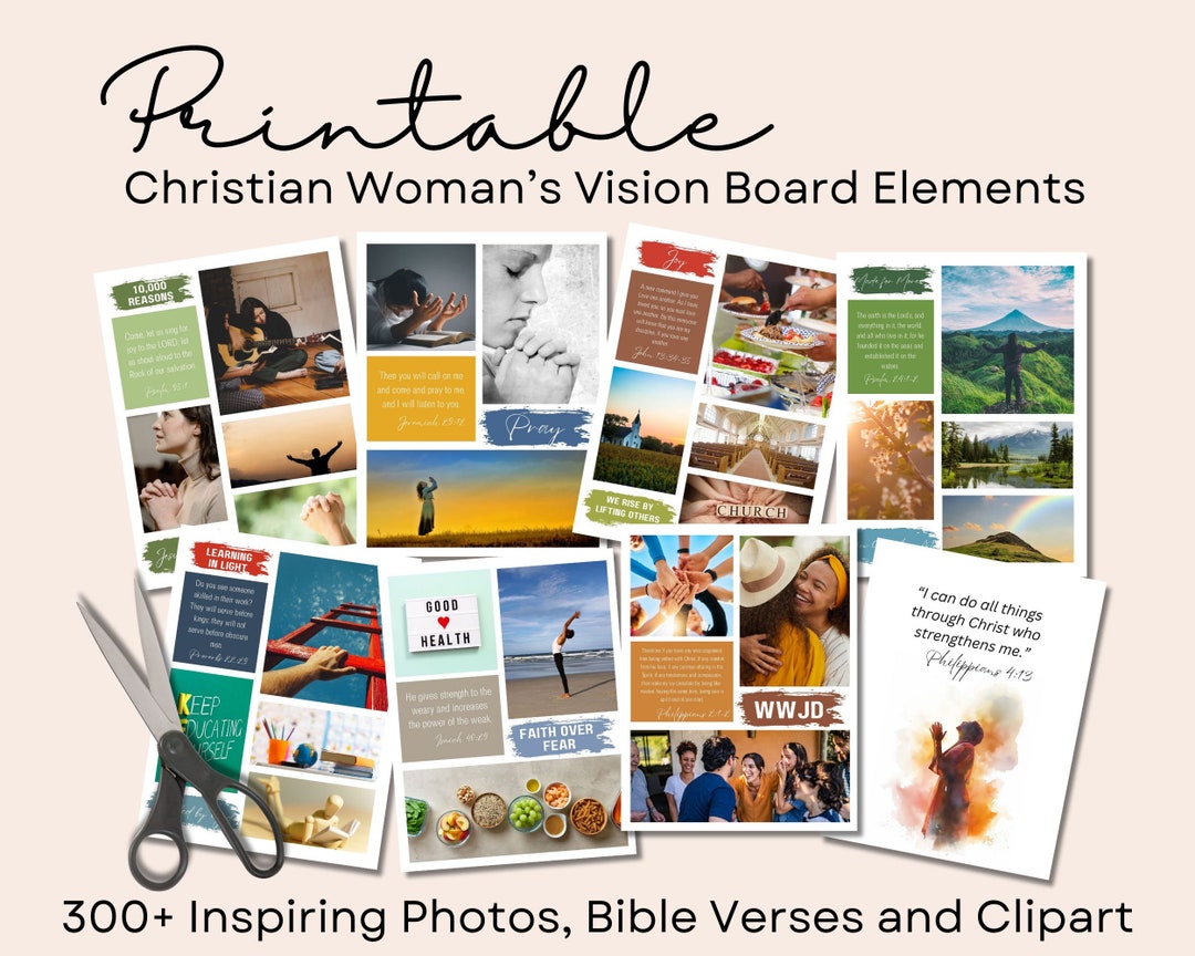 Christian Woman's Vision Board Kit - Printable Photos, Bible Verses ...