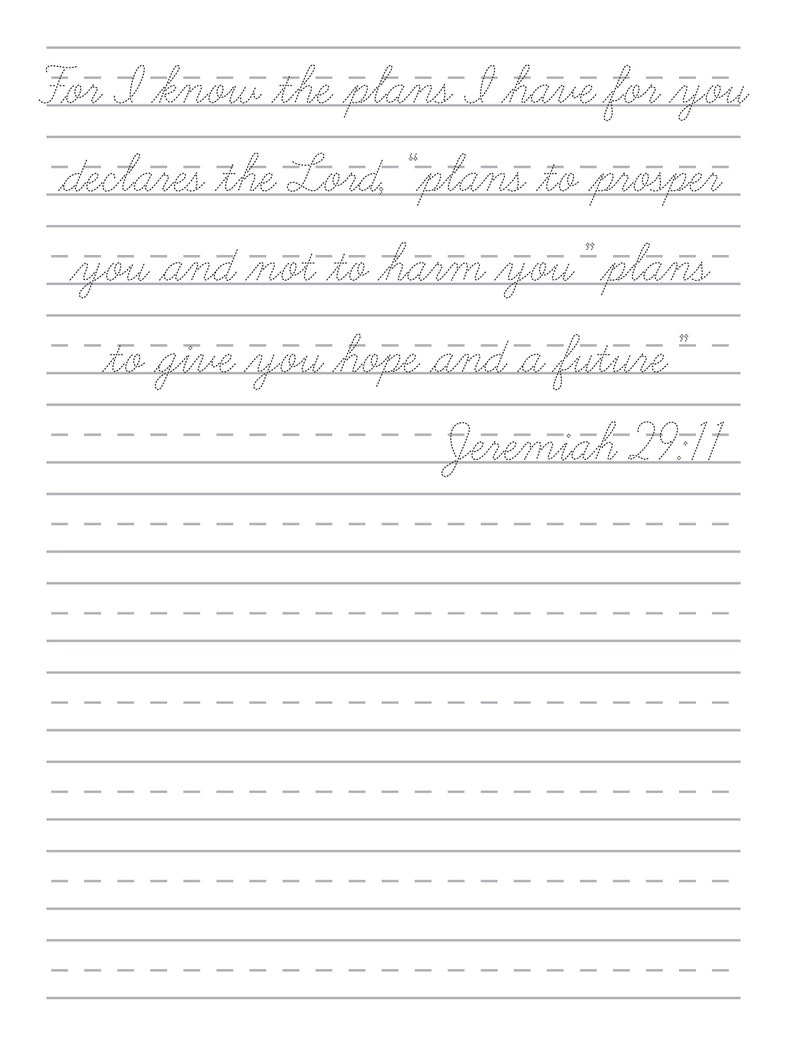 Bible Verses Cursive Handwriting Practice Workbook Printable: - Etsy