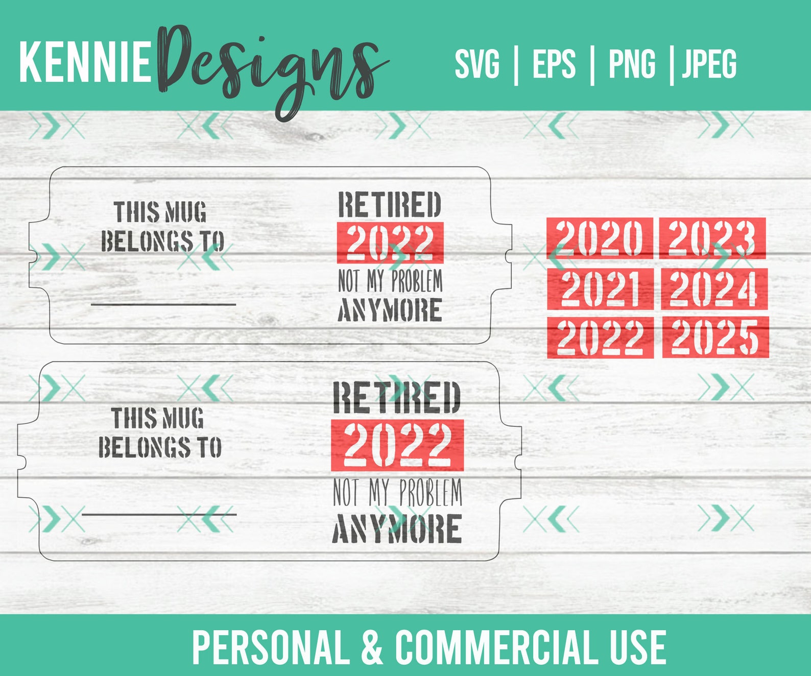 Retired Gift Infusible Ink Mug Wrap SVG Template Transfer Sheet and ...
