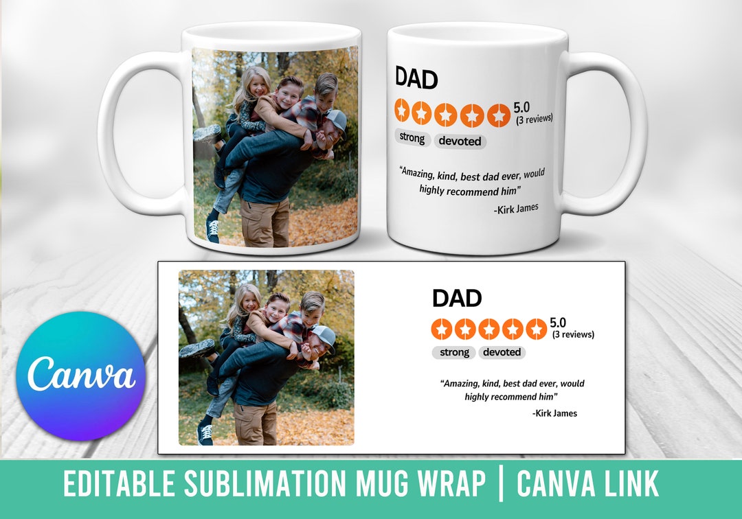 Funny Dad Review - Father's Day Customizable Mug Wrap PNG - Digital ...