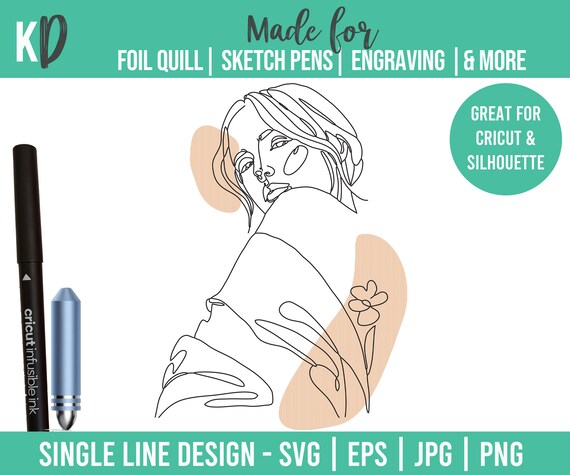 Woman Line Drawing Single Line SVG for Foil Quill Sketch Pens | Etsy